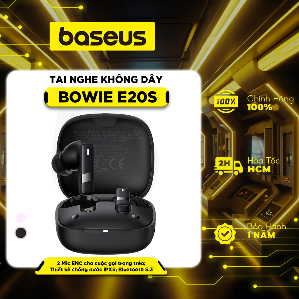 Tai nghe Bluetooth True Wireless Baseus Bowie E20s bluetooth 5.3 chống nước IPX5 nghe nhạc 32h ...
