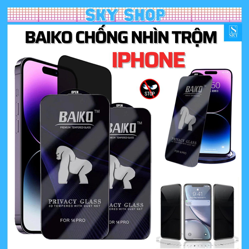 Cường lực chống nhìn trộm baiko iphone 16 Pro Max 15 ProMax 11 pro max ...