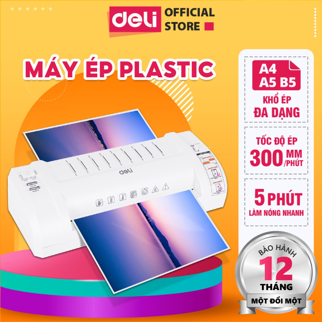 Máy Ép Plastic DELI Khổ A3A4 Máy Ép Nhiệt Công Suất Lớn Tốc Độ Cao Máy Cán Màng Ảnh Poster Bằng ...