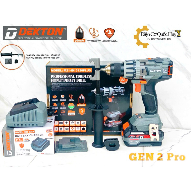 Thân Máy Khoan pin 3 chức năng 13mm DEKTON M21-id13120 PLUS antikickback Chống lật cổ tay lực ...