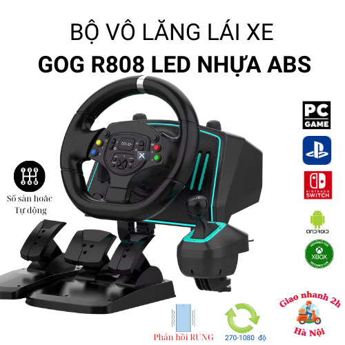 Vô lăng GOG R808 LED Racing Wheel kèm GAME,cần số rời,pedal nhựa ABS ...