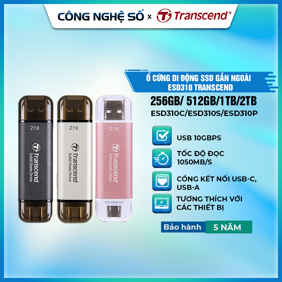 [Hỏa Tốc HN] Ổ cứng di động Transcend ESD310 256G/512G/1T/2T ( ESD310C/ESD310S/ESD310P ) SSD gắn ...