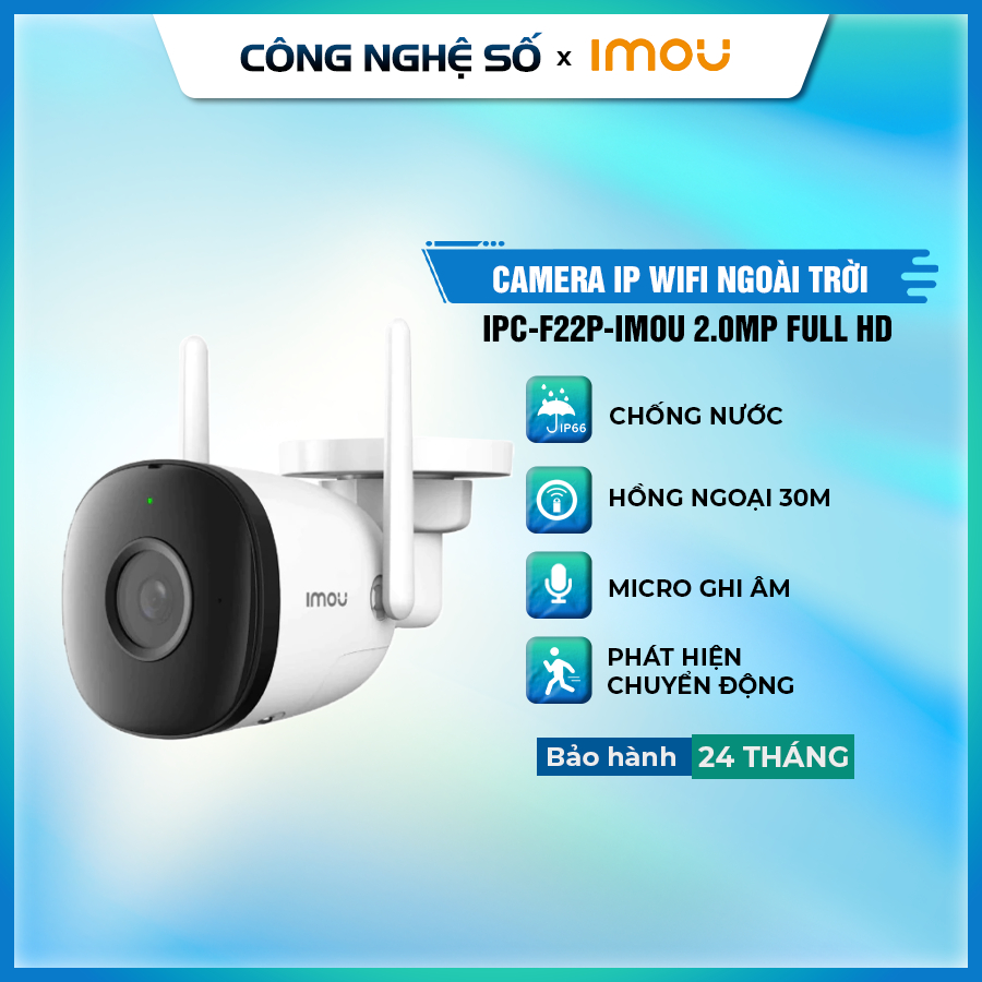 Camera imou wifi ngoài trời F22P/F22FP 2M 1080P tích hợp đèn báo, chống ...