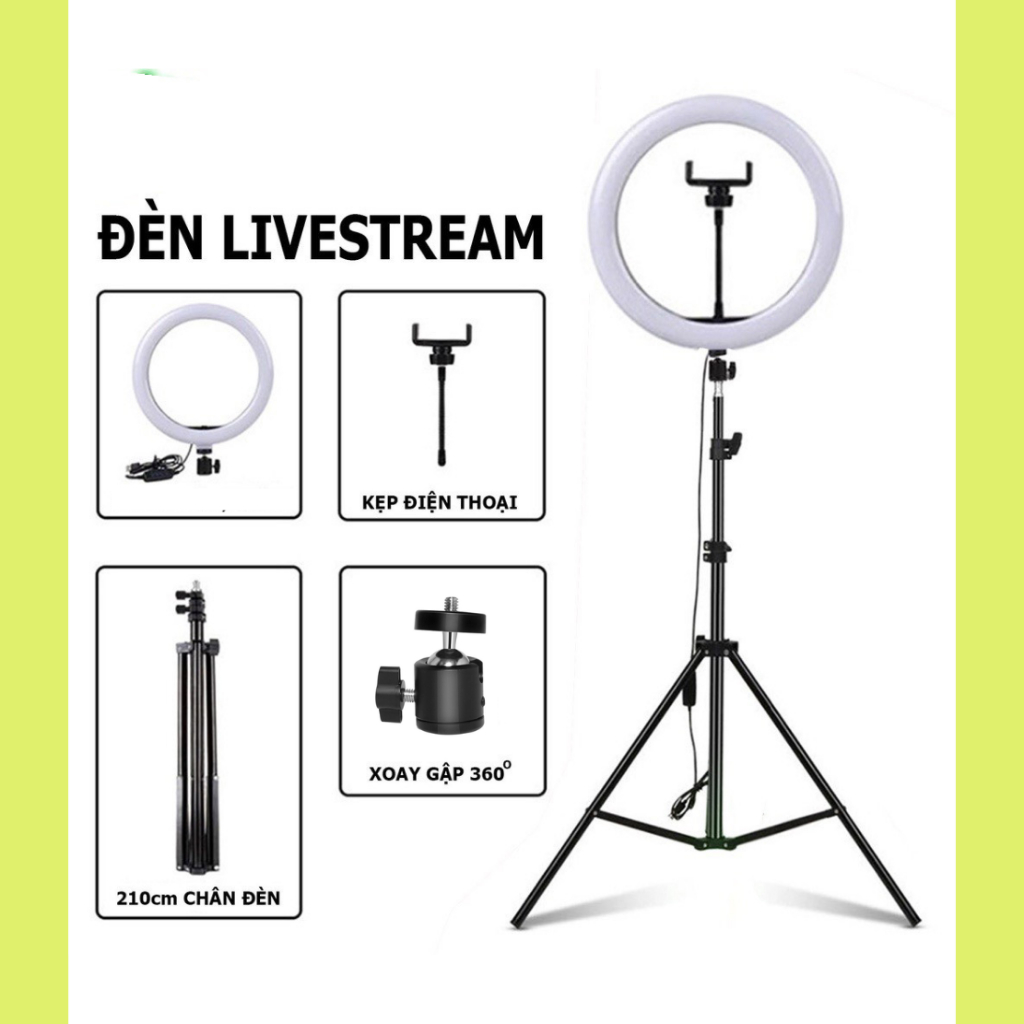 Đèn Livestream Size 26cm, 30cm , 33cm Kèm Kẹp Điện Thoại Chân Đèn 2m1 ...