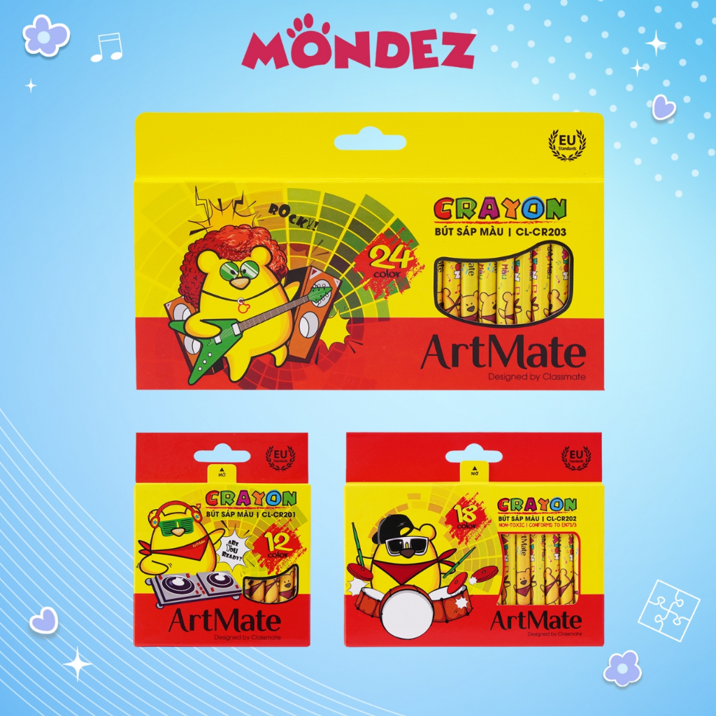 Bút Màu Sáp Cho Bé 12/18/24 Màu CLASSMATE Crayon, Màu Sắc Chuẩn Tươi Sáng An Toàn Để Tập Tô ...