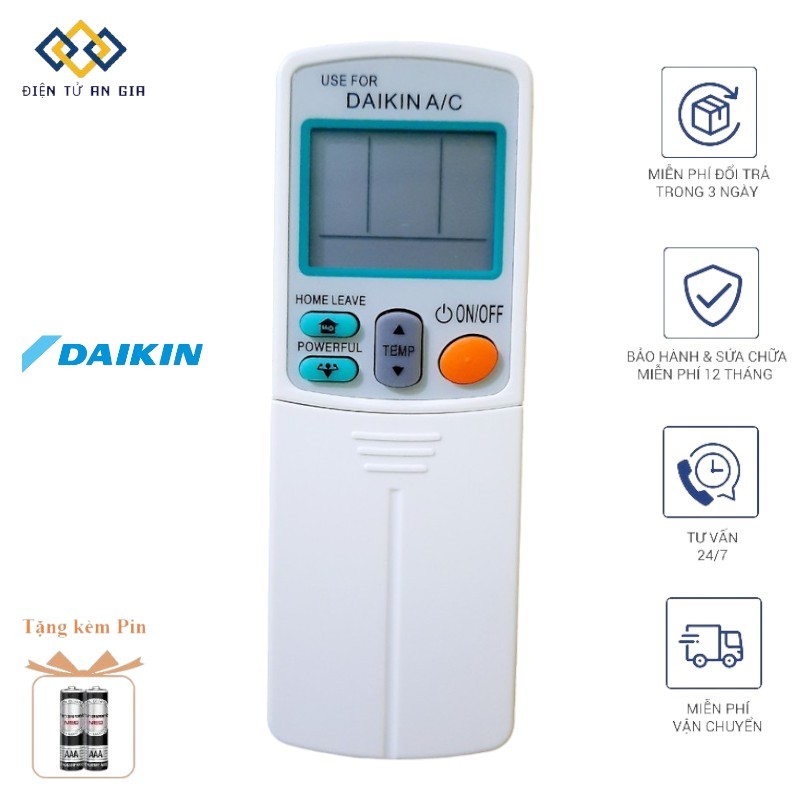 Điều khiển điều hòa Daikin 1&2 chiều Inverter ATK ATF FTHF FTC FTKQ- Hàng tốt 100% Tặng kèm Pin ...