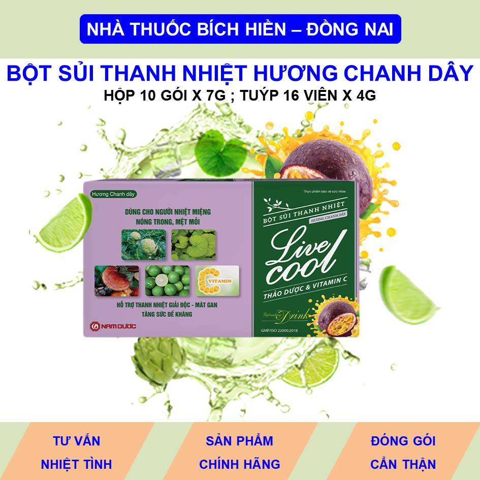 Bột sủi thanh nhiệt Live Cool hương chanh dây hộp 10 gói x 7g | Shopee ...