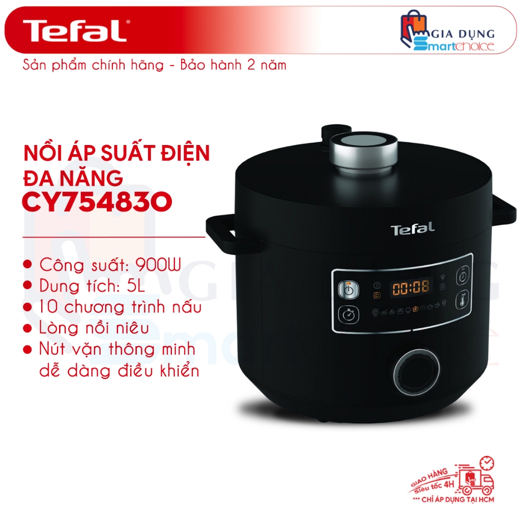 Nồi Áp Suất Đa Năng Tefal Turbo Cuisine CY754830 - 1090W, Lòng Nồi Niêu ...