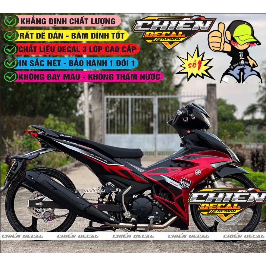 Tem rời xe exciter 150 mẫu y15ZR đỏ đen trắng (tem 3 lớp cao cấp) | Shopee Việt Nam