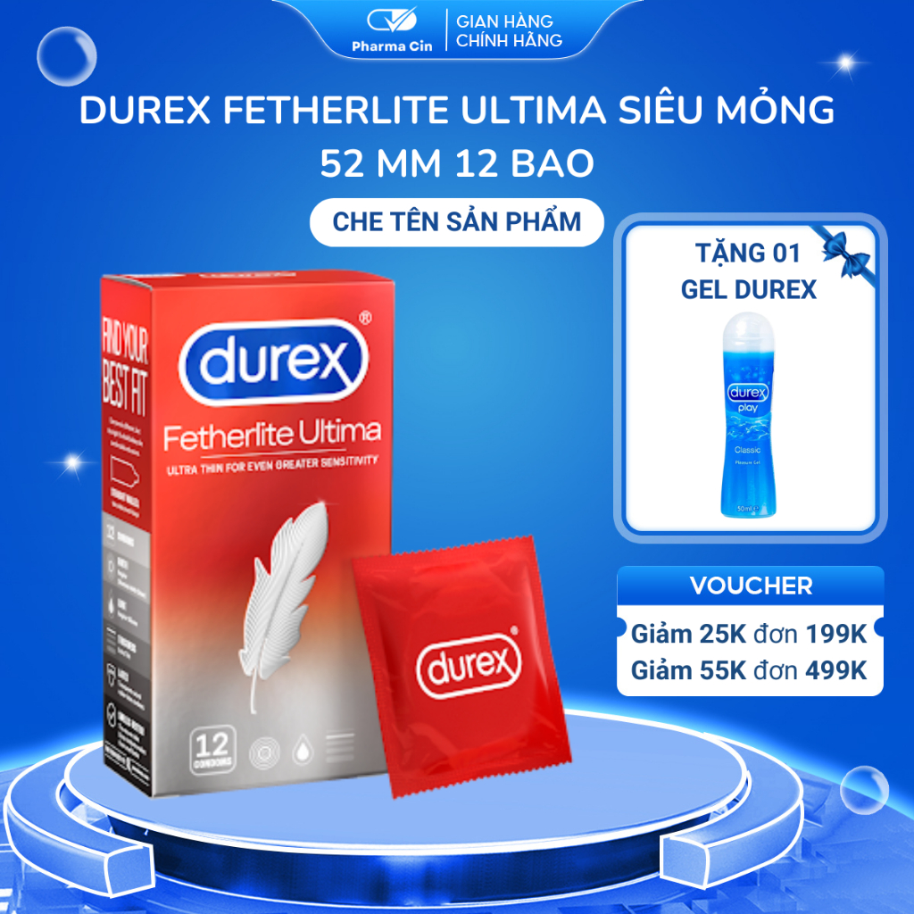 Bao Cao Su Durex Fetherlite Ultima Siêu Mỏng Size 52Mm 12 Bao | Shopee ...
