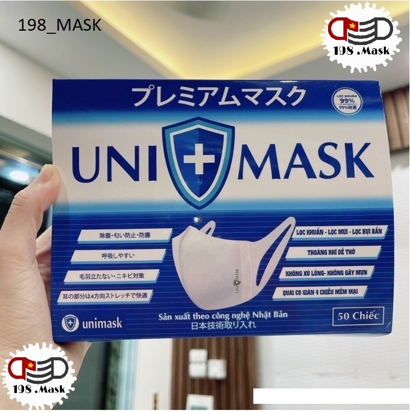 Hộp 50c Khẩu Trang 3D Kháng Khuẩn UNI MASK Quai Co Dãn 4 Chiều.Rộng Rãi ...