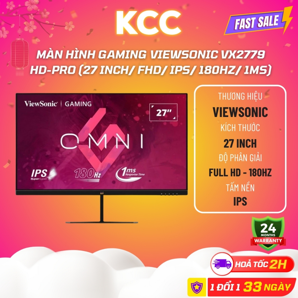 Màn hình Gaming ViewSonic VX2779-HD-PRO (27 inch/ FHD/ IPS/ 180Hz/ 1ms) - Mới, bảo hành 24 Tháng ...