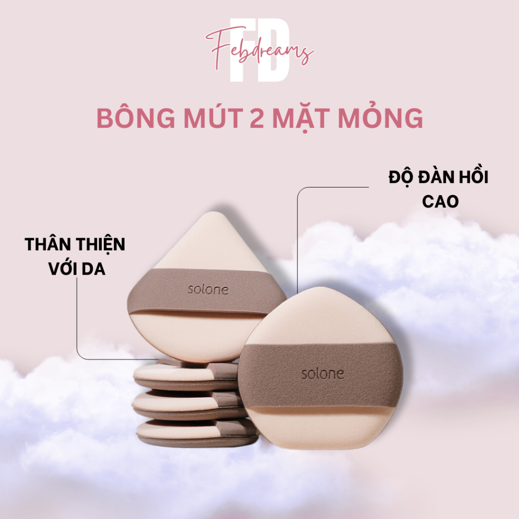 [Solone] Bông mút Rubycell loại mỏng 2 mặt - dùng cả khô và ướt giúp lớp nền mỏng tự nhiên và ...
