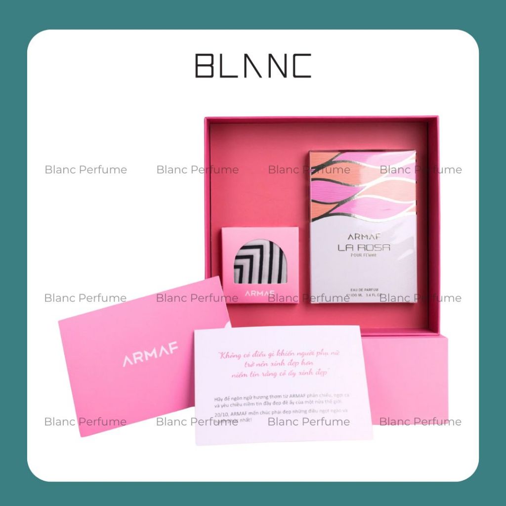 [BLANC] Nước hoa nữ Armaf La Rosa EDP - SET (100ml + Silk scarf + note ...