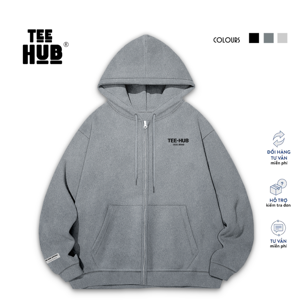 Áo Hoodie ZIP Chữ Ngực Khoác Nỉ Mũ Kéo Khóa TEEHUB Nỉ Bông Cotton ...
