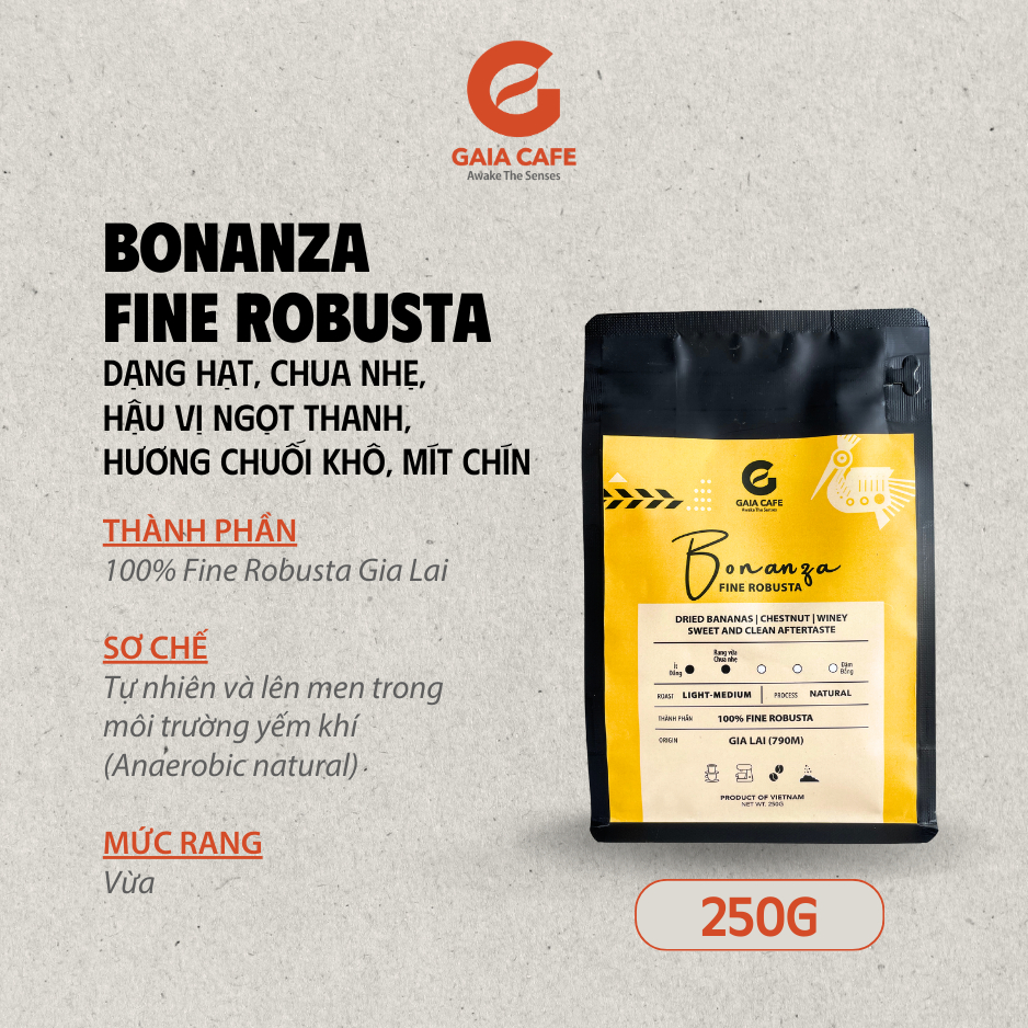[250GR] Cà phê hạt BONANZA Gaia Cafe PREMIUM | 100% Cafe Fine Robusta ...