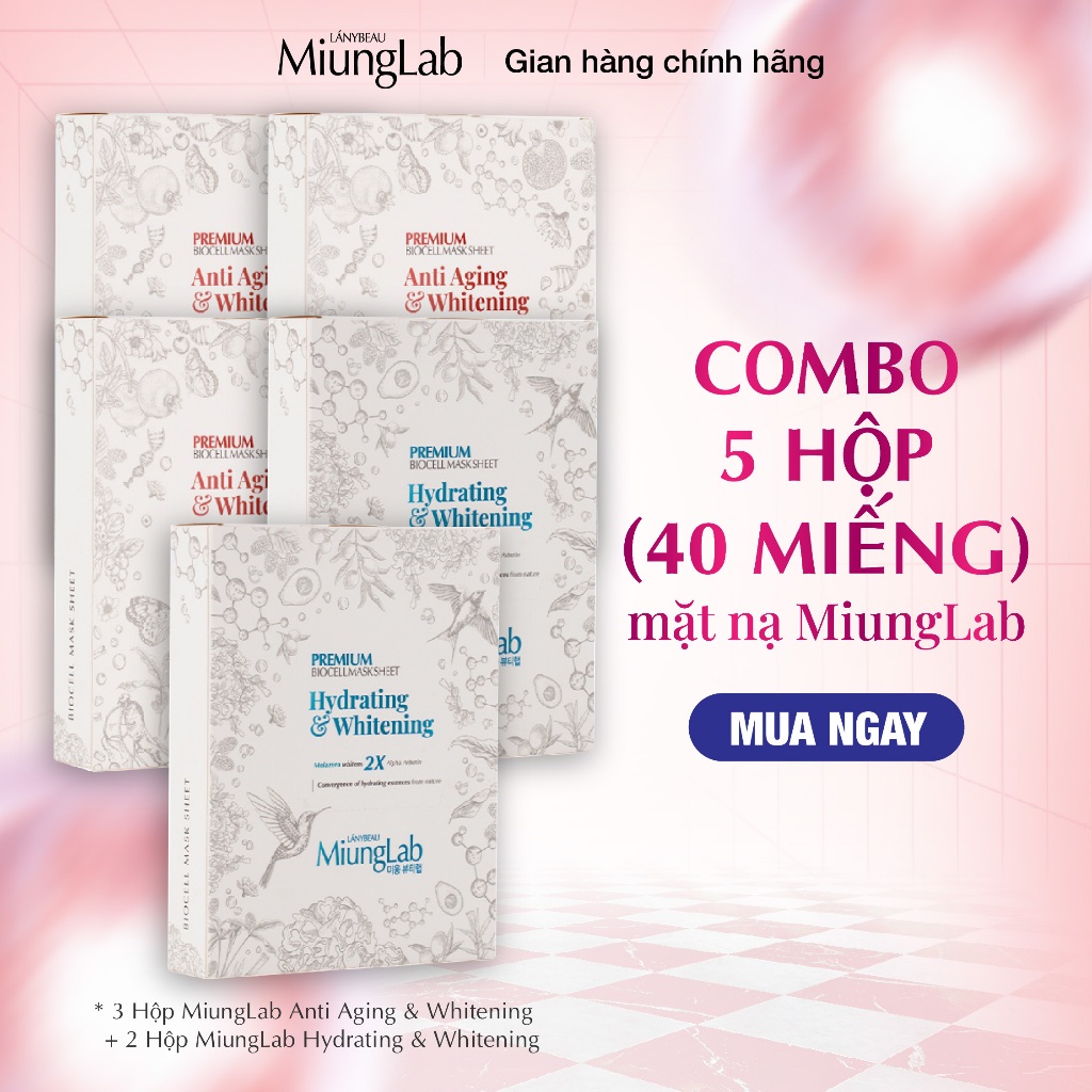 Combo 5 Hộp mặt nạ LÁNYBEAU MiungLab Premium Biocell Mask Sheet ( Anti ...