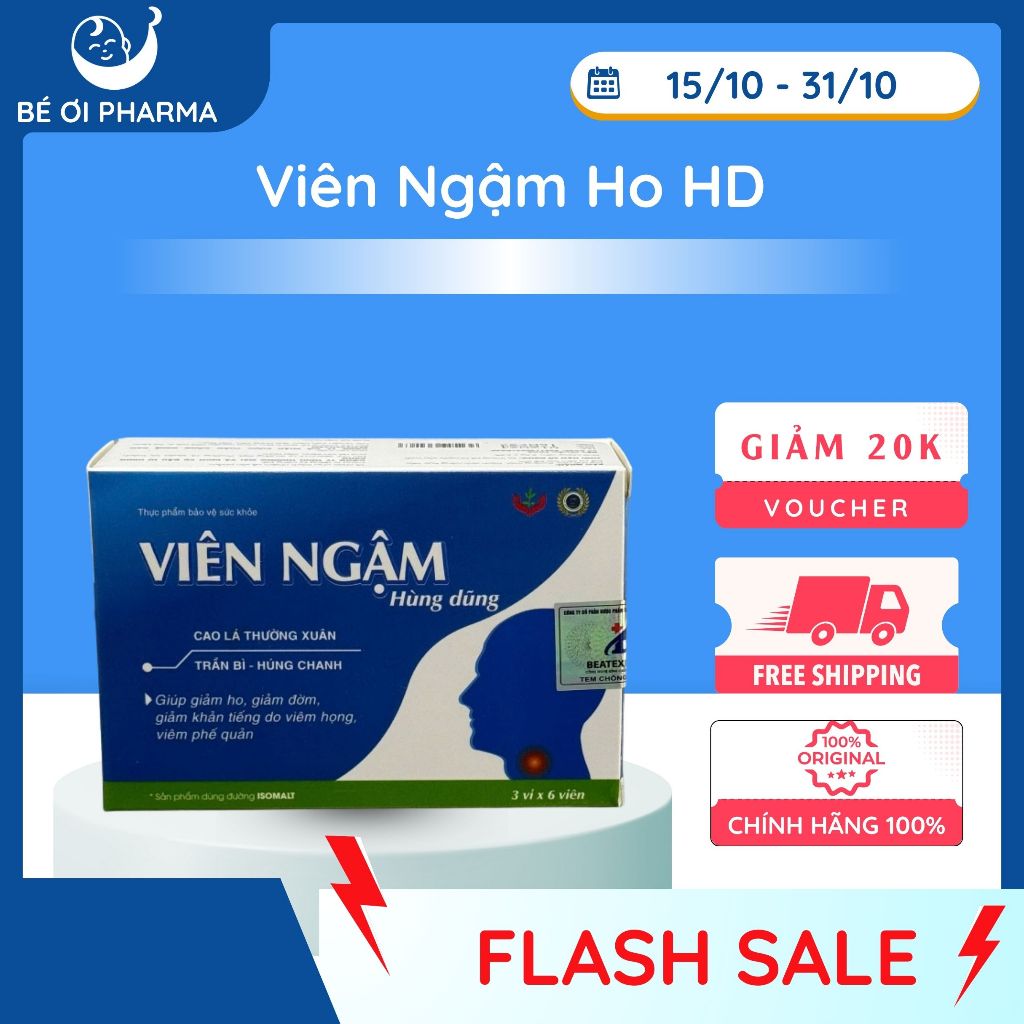 Viên Ngậm Ho HD Kẹo Ngậm Giúp Giảm Khô Rát Ngứa Họng Cải Thiện Khản ...