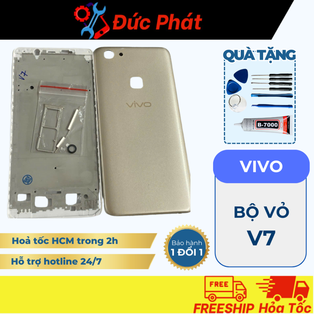 BỘ VỎ VIVO V7 lắp lưng +khay sim +âm lượng + nút nguồn(Tặng kèm kéo dán ...