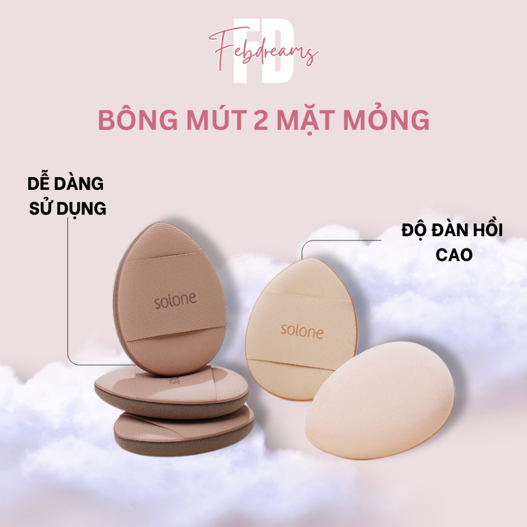 [SOLONE] Bông mút trứng Mini mỏng 1 mặt thiết kế mỏng- quai đeo nâng cấp tán kem nhanh Chính ...