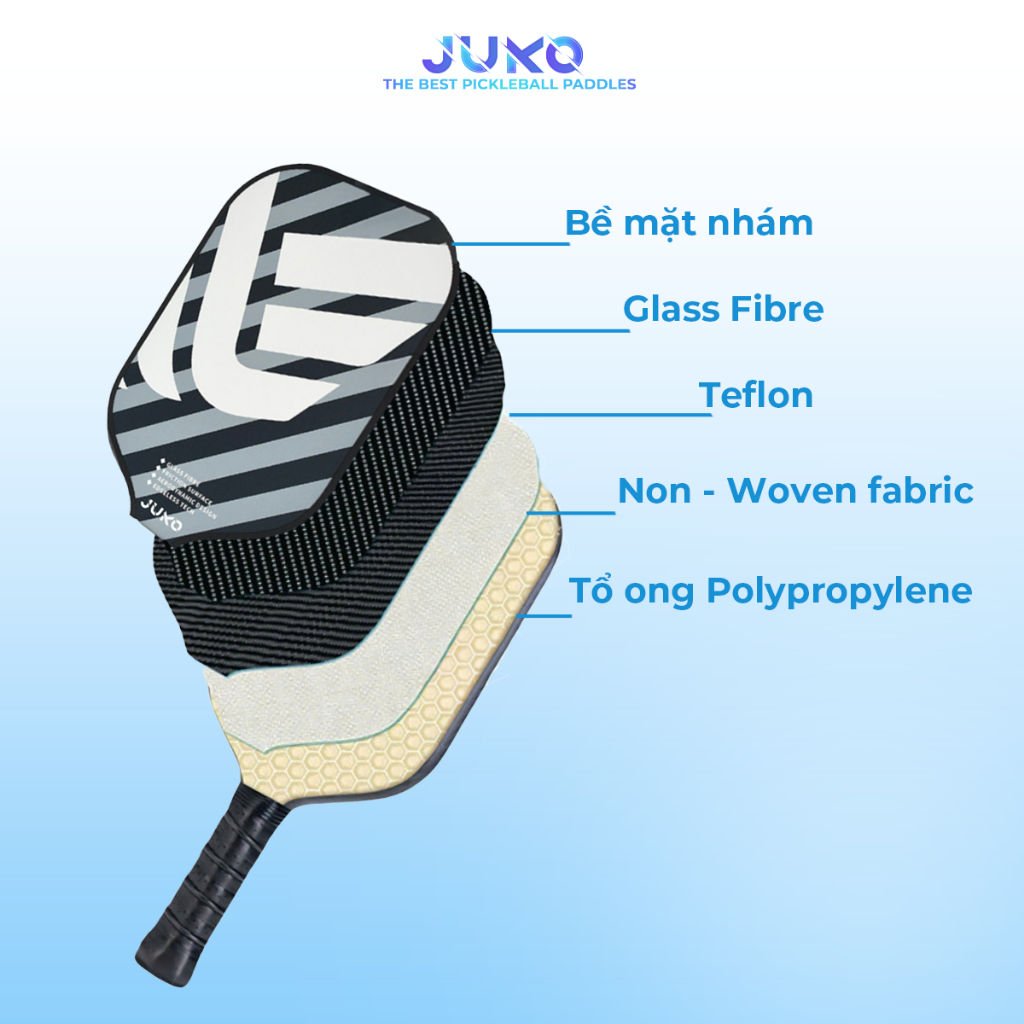 [CHÍNH HÃNG] Vợt Pickleball JUKO T700 SUPER INTEGRATED 16mm Glass Fibre ...