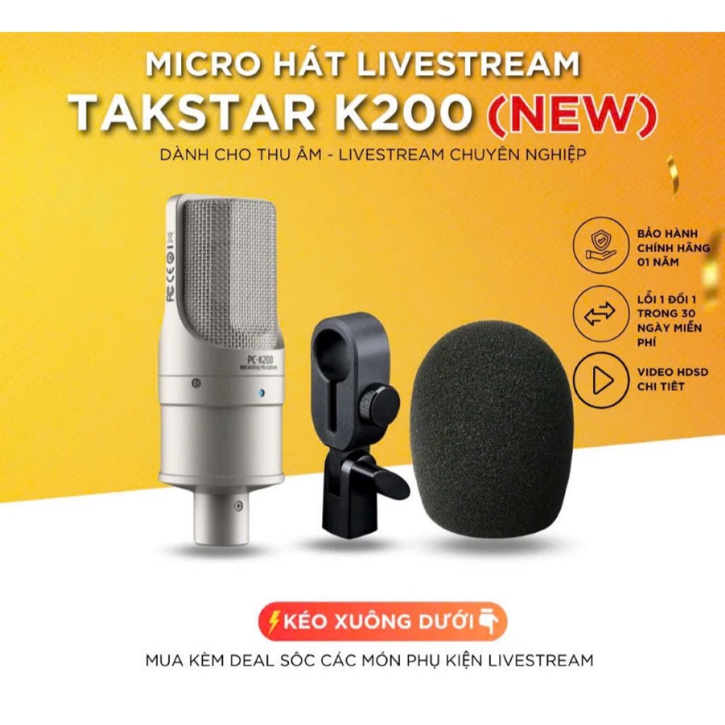 Mic Livestream Micro thu âm TAKSTAR PC K200 Chính Hãng | Shopee Việt Nam
