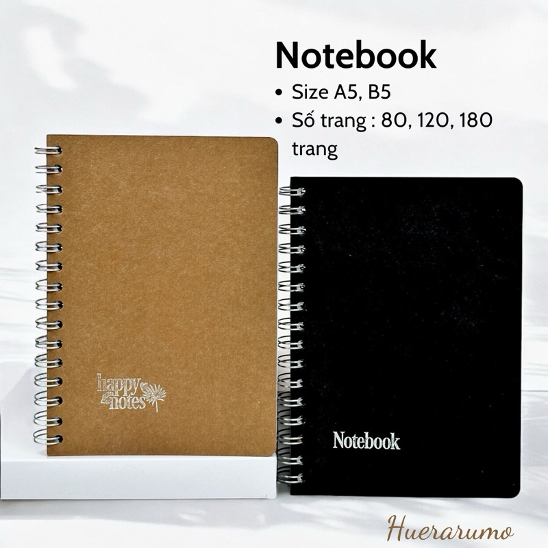 Sổ lò xo A5-B5 HUERARUMO 80-120-180 trang giấy cao cấp định lượng 100gsm có chứng nhận FSC 100% ...