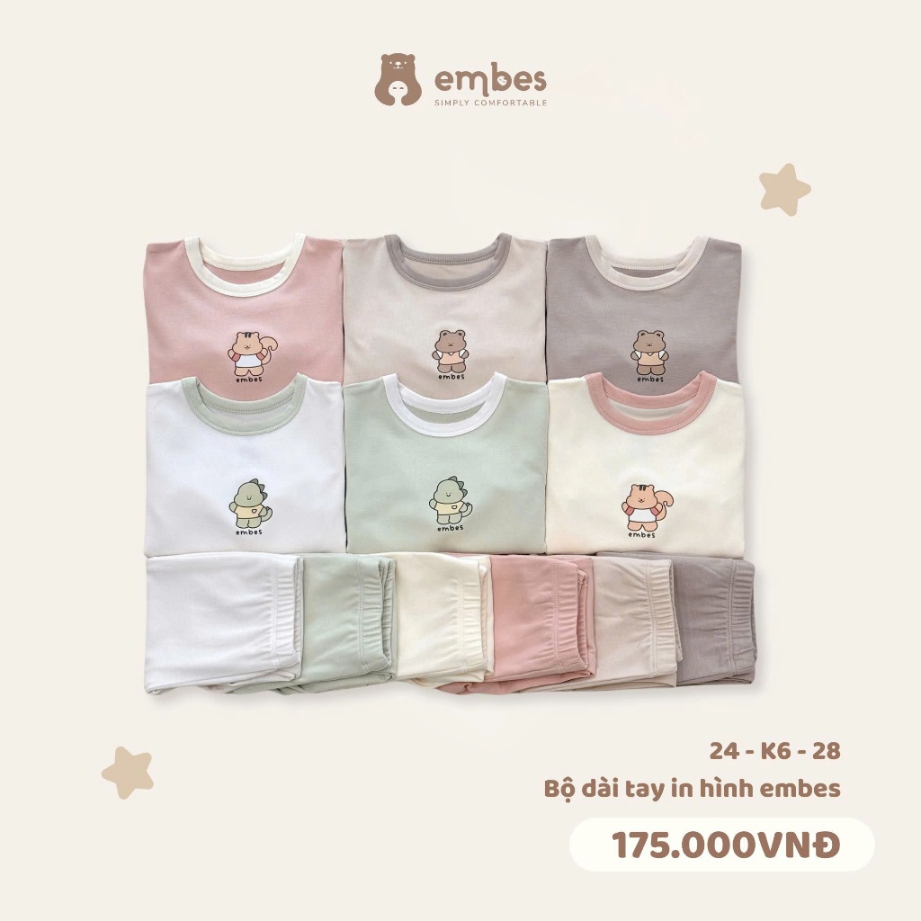 Bộ Dài Tay Thun Lạnh Embes Cho Bé Trai Bé Gái, Bộ Thu Đông Chất Cotton ...