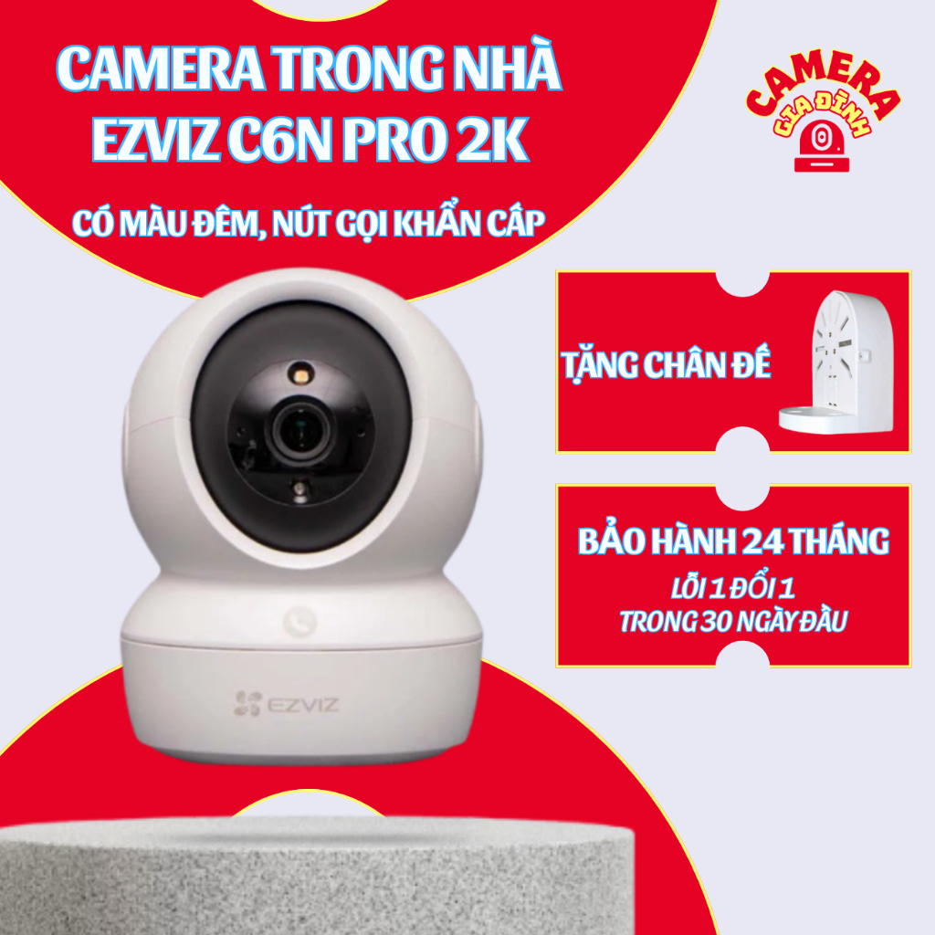 EZVIZ C6N Pro 2K 3MP Camera Wifi thông minh,theo dõi 360°,có màu đêm,đàm thoại 2 chiều,nút khẩn ...