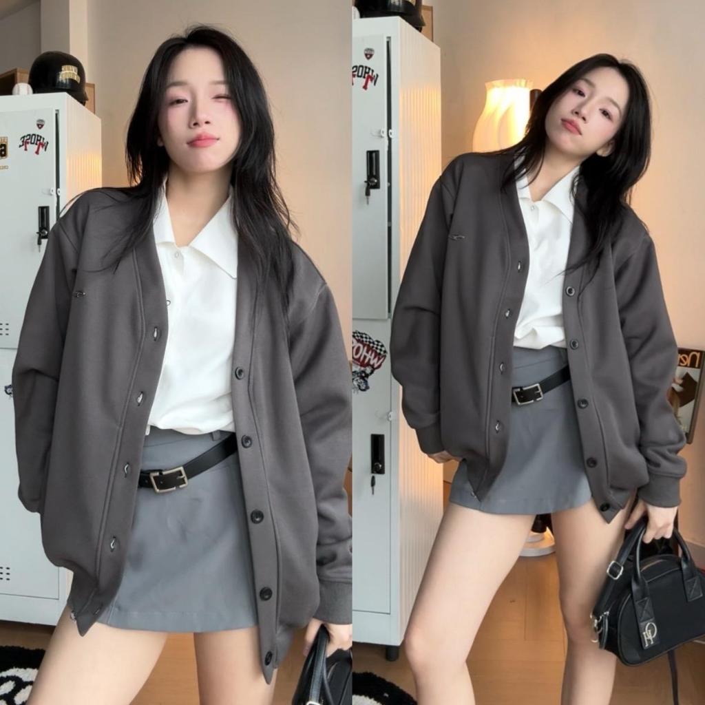 CARDIGAN SYMBOL LOGO - Áo cardigan nỉ 2 da (Có túi trong) logo mạ hợp ...