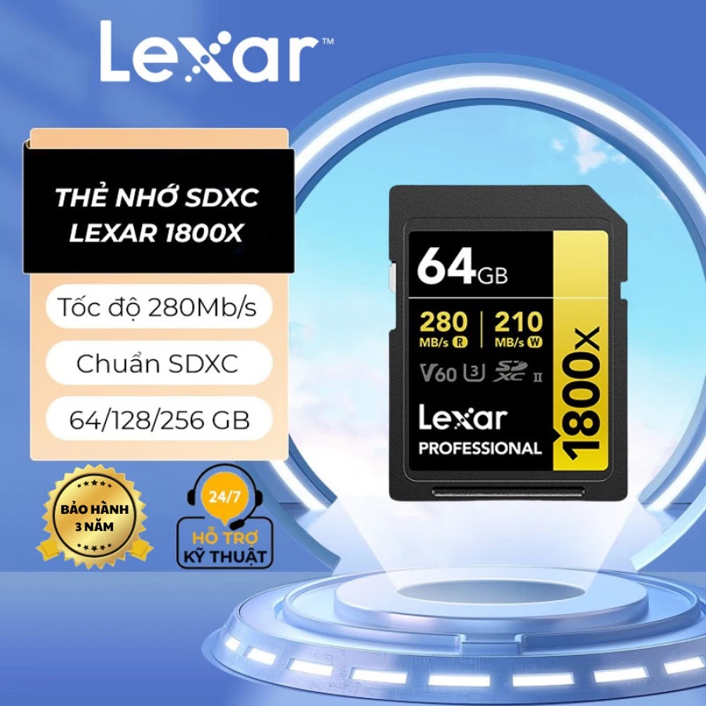 Thẻ nhớ SD Lexar Professional 1800x UHS-II V60 280/210 MB/s (64GB/128GB ...