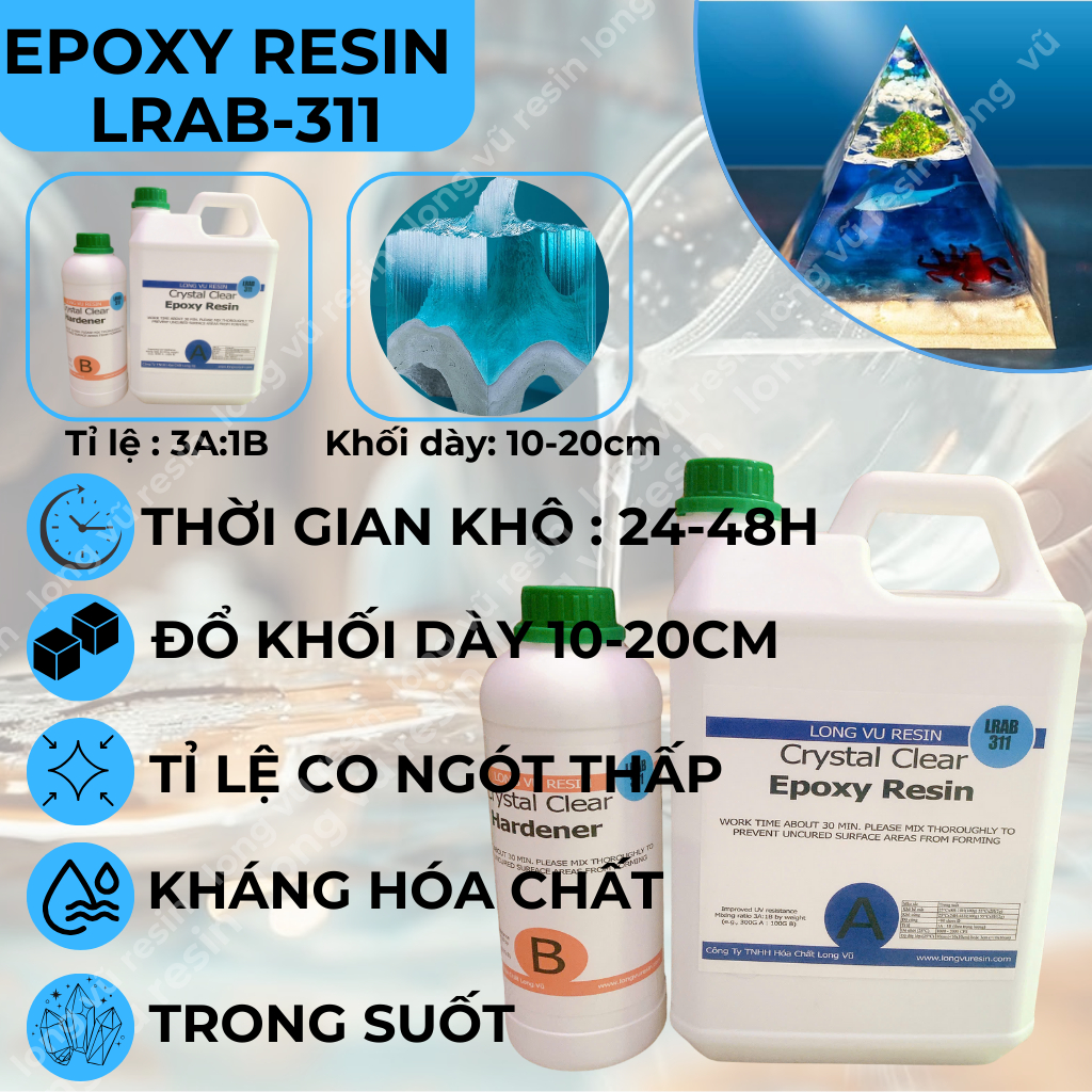 [Bộ 4Kg] Epoxy Resin Đổ Khối Dày Trong Suốt Cao Cấp Chuyên Đổ Khối Đèn ...