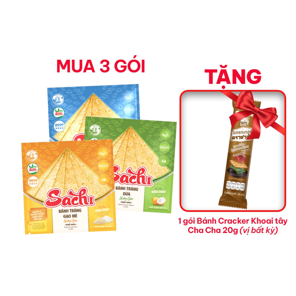 [MUA 3 GÓI TẶNG 1 GÓI BÁNH KHOAI TÂY 20G] Gói Bánh Tráng Sachi Bình ...
