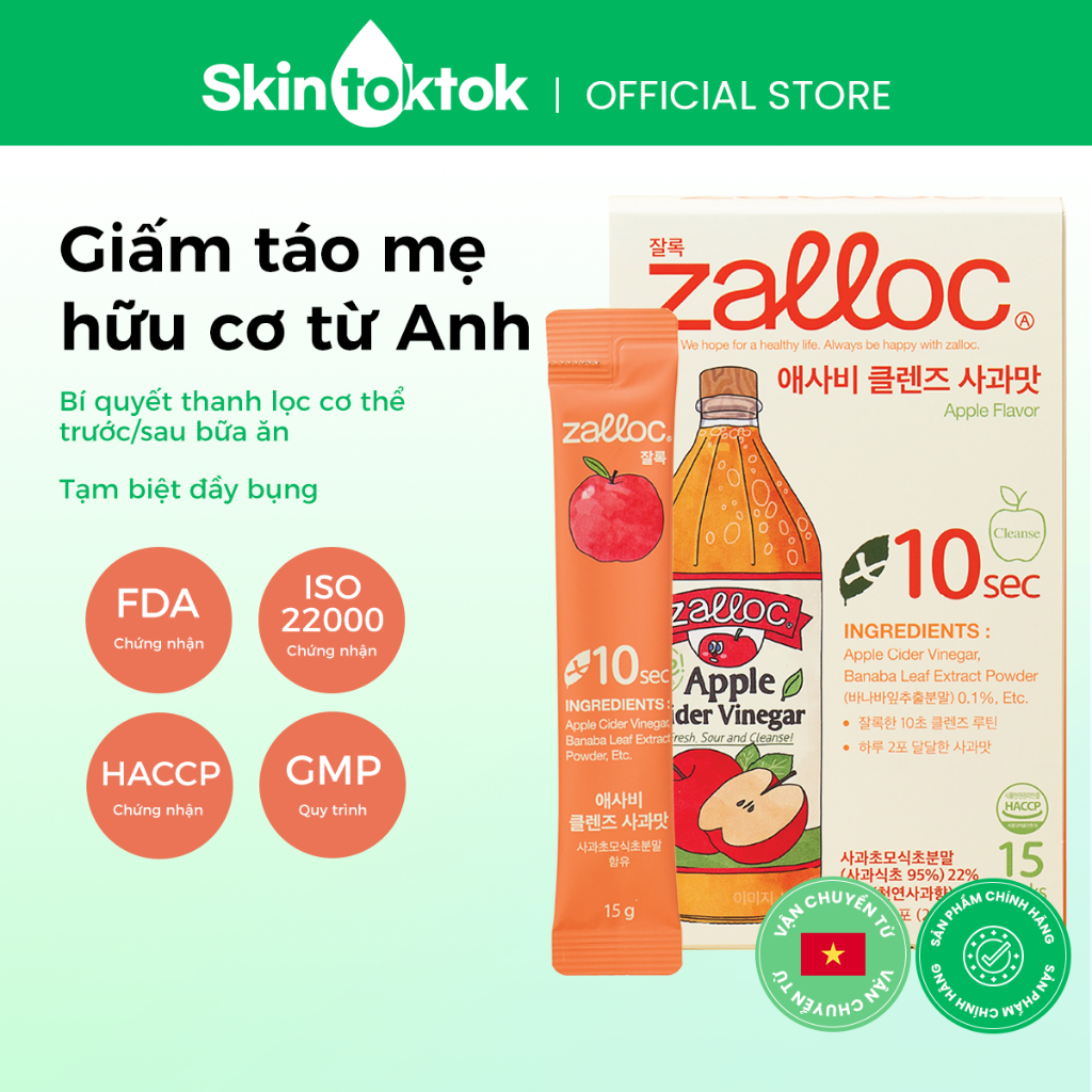 Zalloc Nước uống lên men từ táo giúp thanh lọc cơ thể, hỗ trợ giảm cân ...