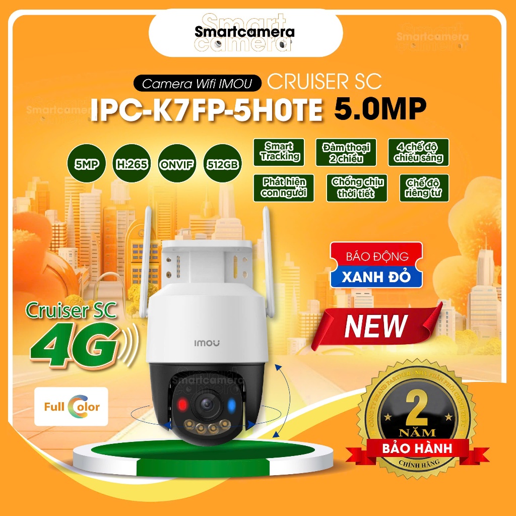 Camera Wifi IMOU Cruiser SC 4G, K7FP 5MP/3MP DUNG SIM 4G, Đèn Cảnh Báo ...