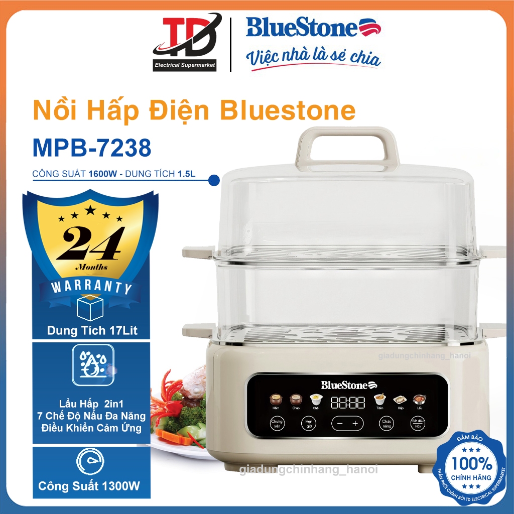 Nồi Lẩu Hấp Đa Năng Bluestone MPB-7238, 1300w - 17Lit, Điều Khiển Cảm ...
