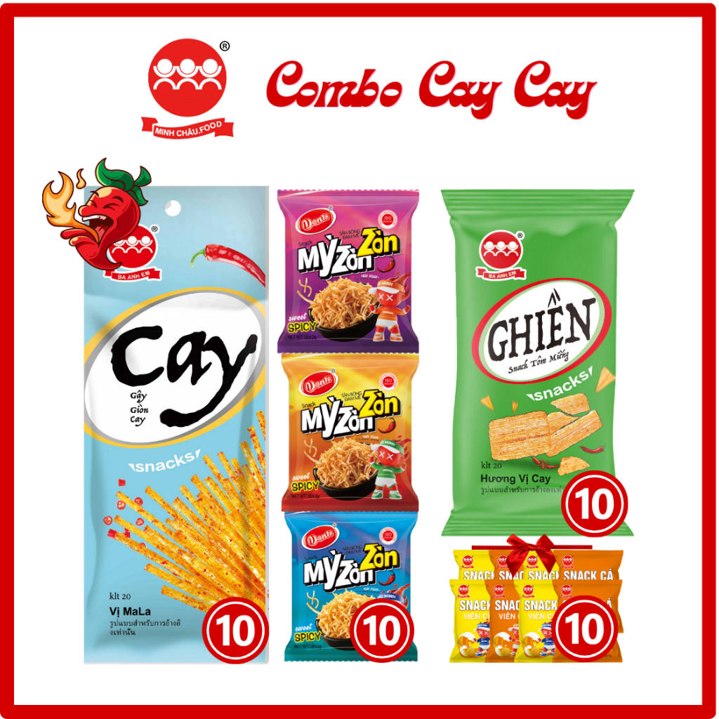 [Tổng 40 Gói] Combo Cay Cay Mix 3 Snack Giòn Ngon Kèm 10 Gói Snack Cá ...