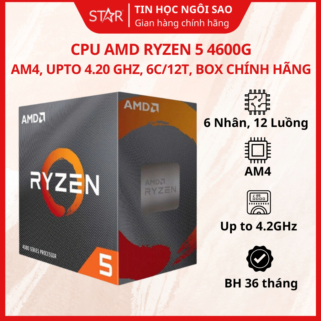 CPU AMD Ryzen 5 4600G | AM4, Upto 4.20 GHz, 6C/12T, 8MB, Box Chính Hãng ...
