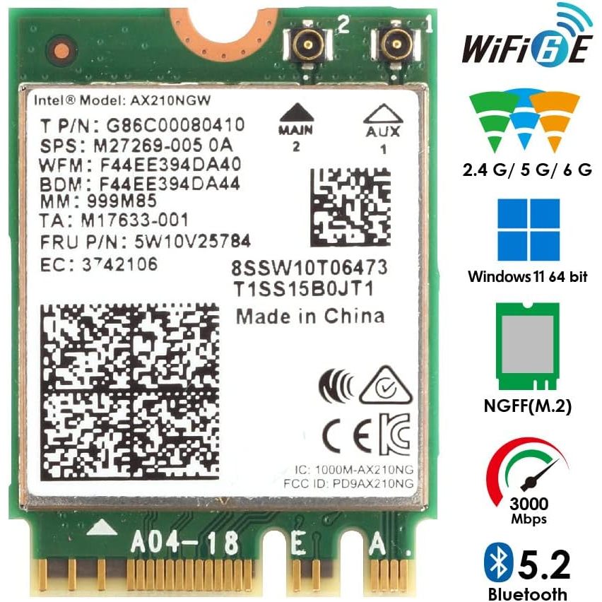 Card wifi Intel 6E AX210 Chính Hãng 2,4 5 6ghz Bluetooh 5.3 Cho LAPTOP PC | Shopee Việt Nam