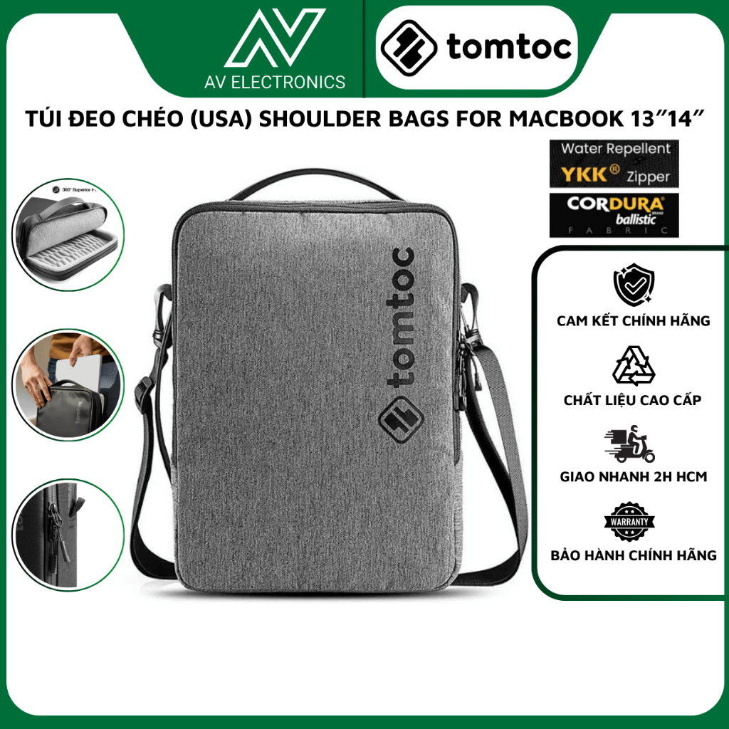 Túi Đeo Chéo Tomtoc (Usa) Urban Codura Shoulder Bags For Macbook 13″14″, Ultrabook 13″ Black H14 ...