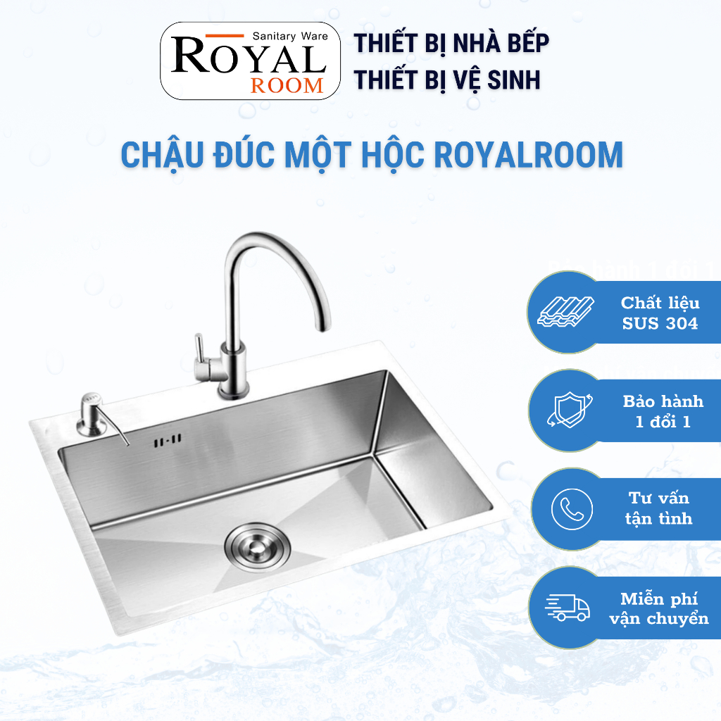 Chậu rửa bát một hố to đúc inox ROYAL ROOM vật liệu cao cấp chống gỉ ...
