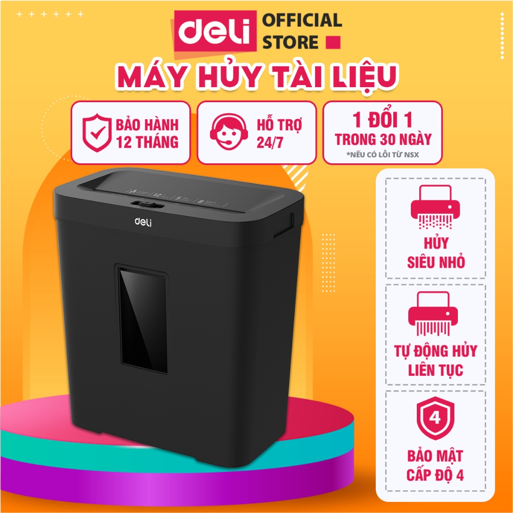 Máy Hủy Tài Liệu Deli ET021 Cao Cấp, Máy Hủy Giấy Tờ Card CD Cho Doanh ...
