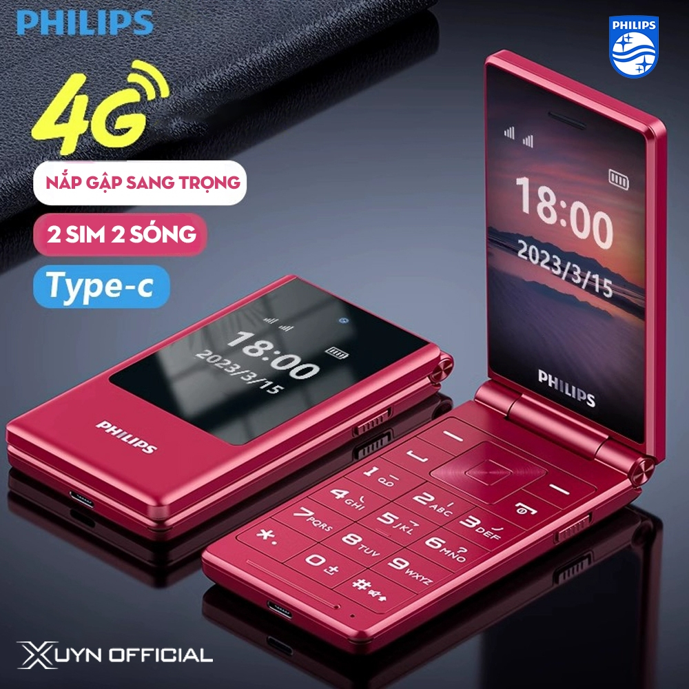 Điện thoại gập Philips E6515 - 4G, pin lâu, sạc typeC, sang trọng 2 màn hình | Shopee Việt Nam