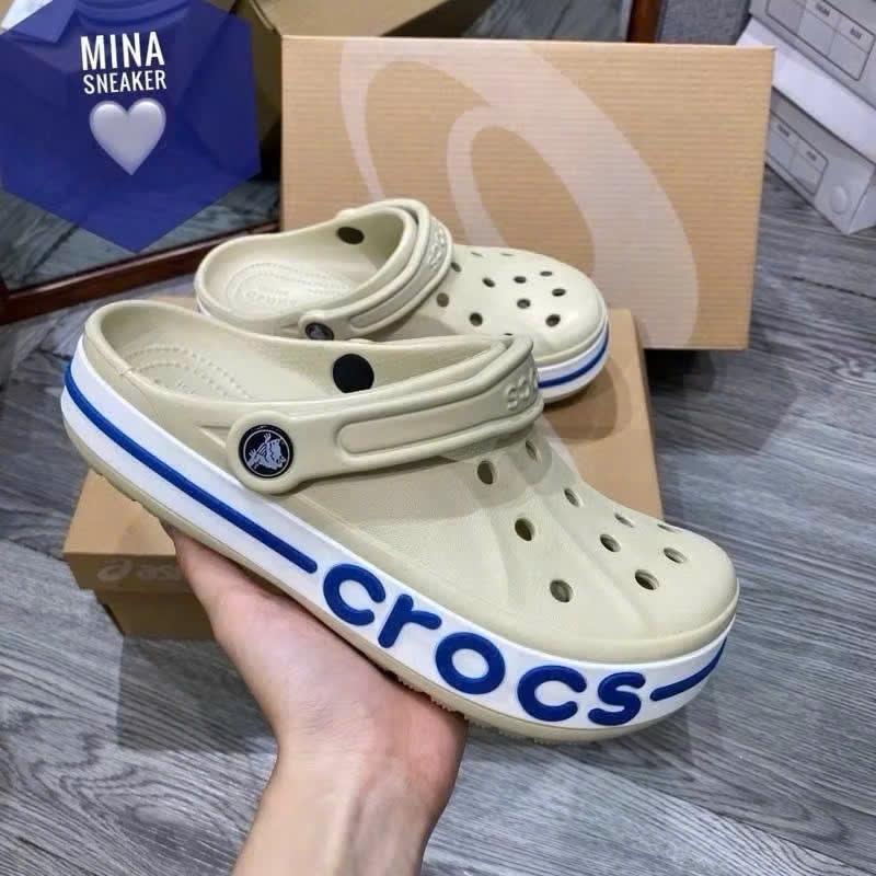 (Lùi 1 Size) Dép Cross Band Clog Nam Nữ Viền Màu Tặng Kèm Chram Nữ 8c ...