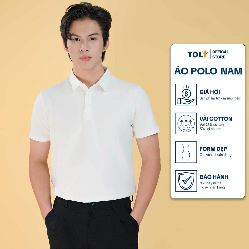 Áo polo nam TOLI 6 màu trơn, cổ bẻ thanh lịch, Form đứng dáng, vải ...