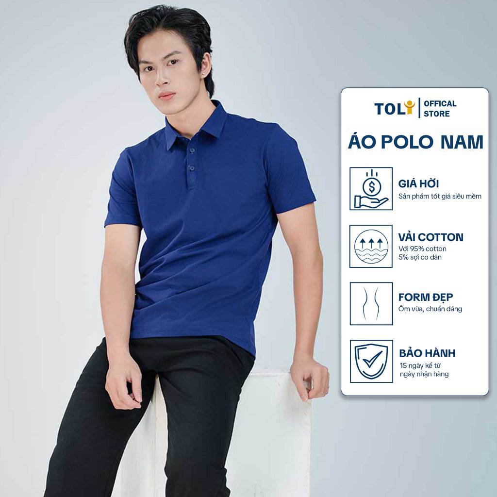 Áo polo nam TOLI 12 màu trơn, cổ bẻ thanh lịch, Form đứng dáng, vải ...