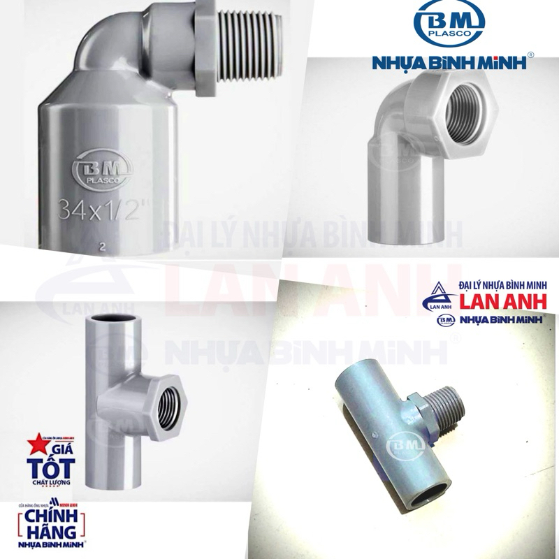 Co/ Tê ren trong, ren ngoài giảm PVC Nhựa Bình minh phi21/27 | Shopee ...