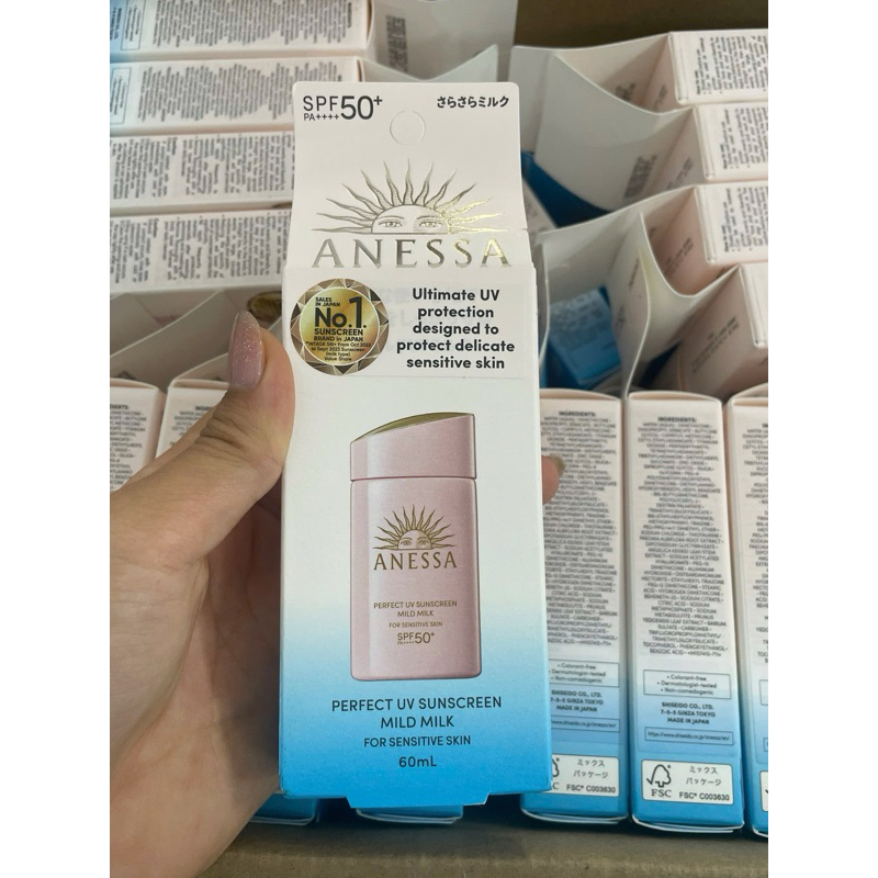 Sữa chống nắng dịu nhẹ cho da nhạy cảm Anessa Perfect UV Sunscreen Mild Milk 60ml | Shopee Việt Nam