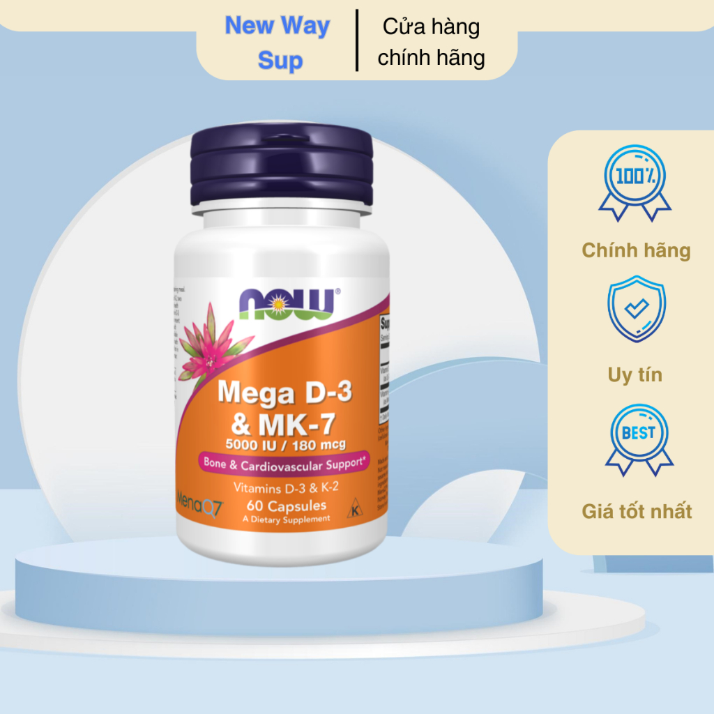 Now Vitamin Mega D3 & MK7 giúp chắc xương hộp (60 Viên) | Shopee Việt Nam