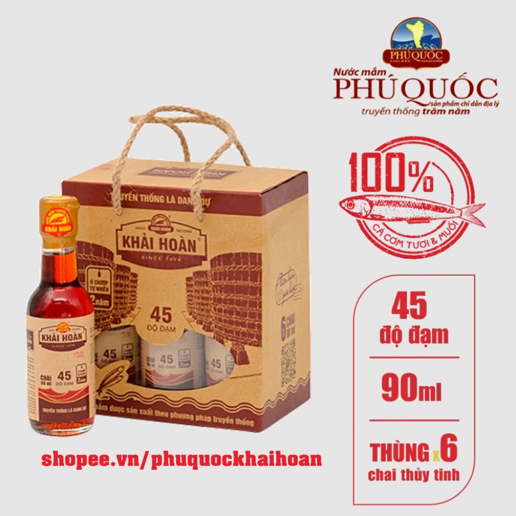 Nước mắm Phú Quốc Khải Hoàn chai thủy tinh (90ml; 205ml; 350ml; 520ml) | Shopee Việt Nam
